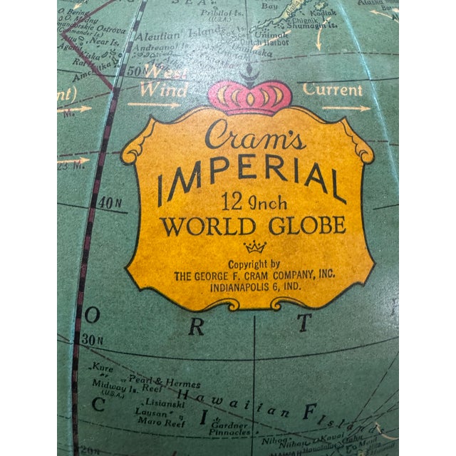 Vintage Cram's Imperial 12 Inch World Globe With Raised Mountain Ranges ...