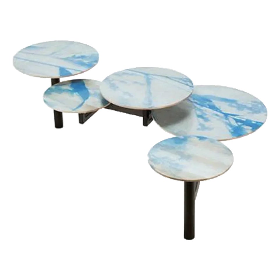 Drake Multilevel Cocktail Coffee Table With Photo Print | Chairish