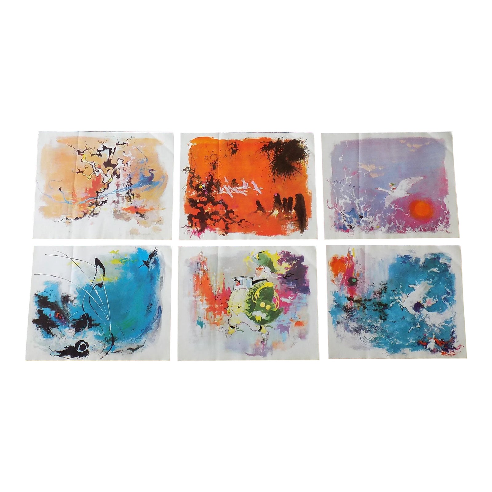 Vintage Abstract Expressionist Otto Nielsen Lithographs - Set of 6 ...