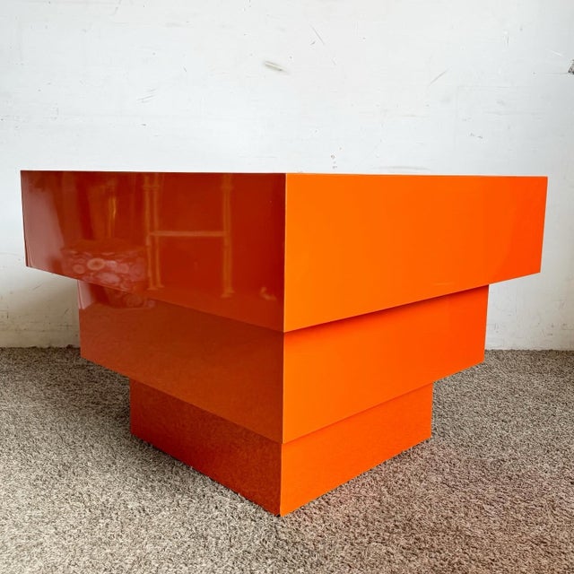 Postmodern Stacked Orange Lacquer Laminate Coffee Table | Chairish