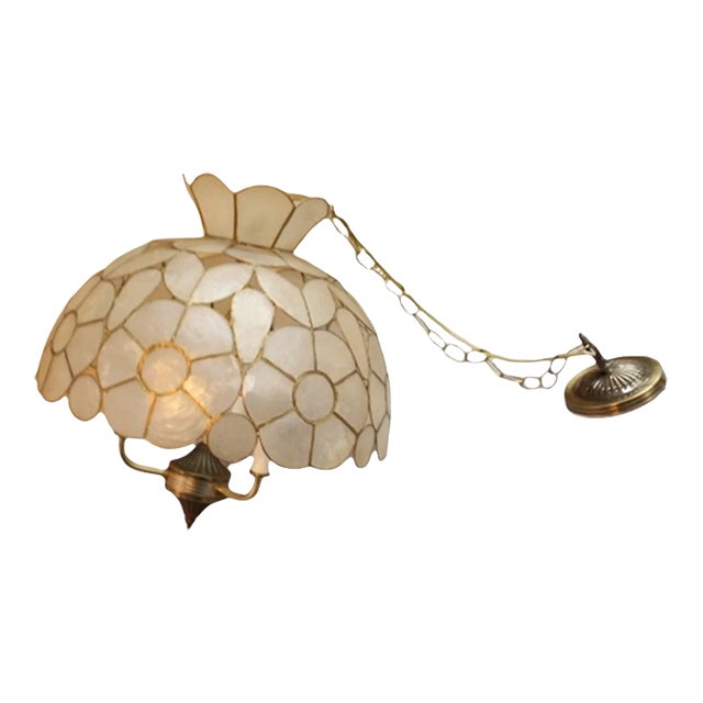 Mid-Century Modern Capiz Shell Pendant Light | Chairish