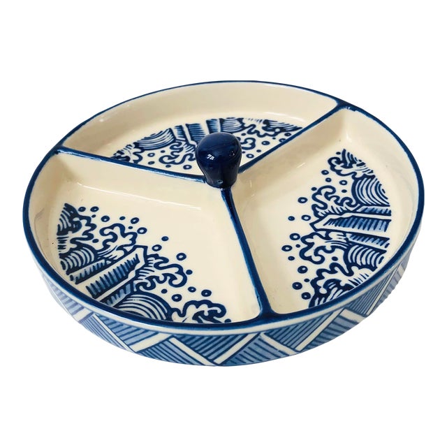 Divided Ceramic Waves Tray | Chairish
