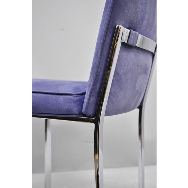 Mid-Century Modern Chrome Milo Baughman Style Upholstered Dining Side ...