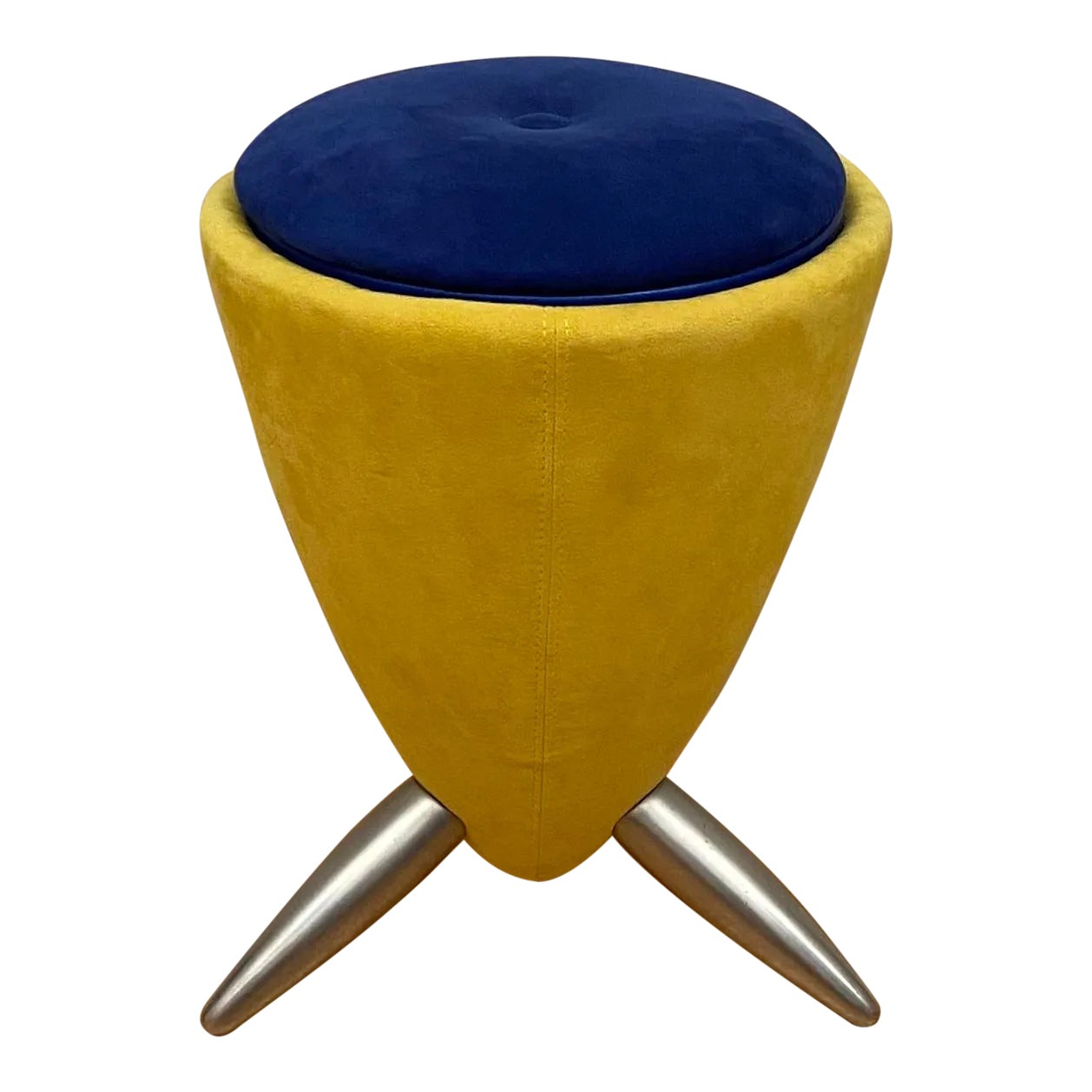 Verner Panton Attributed Upholstered Cone Table Stool | Chairish