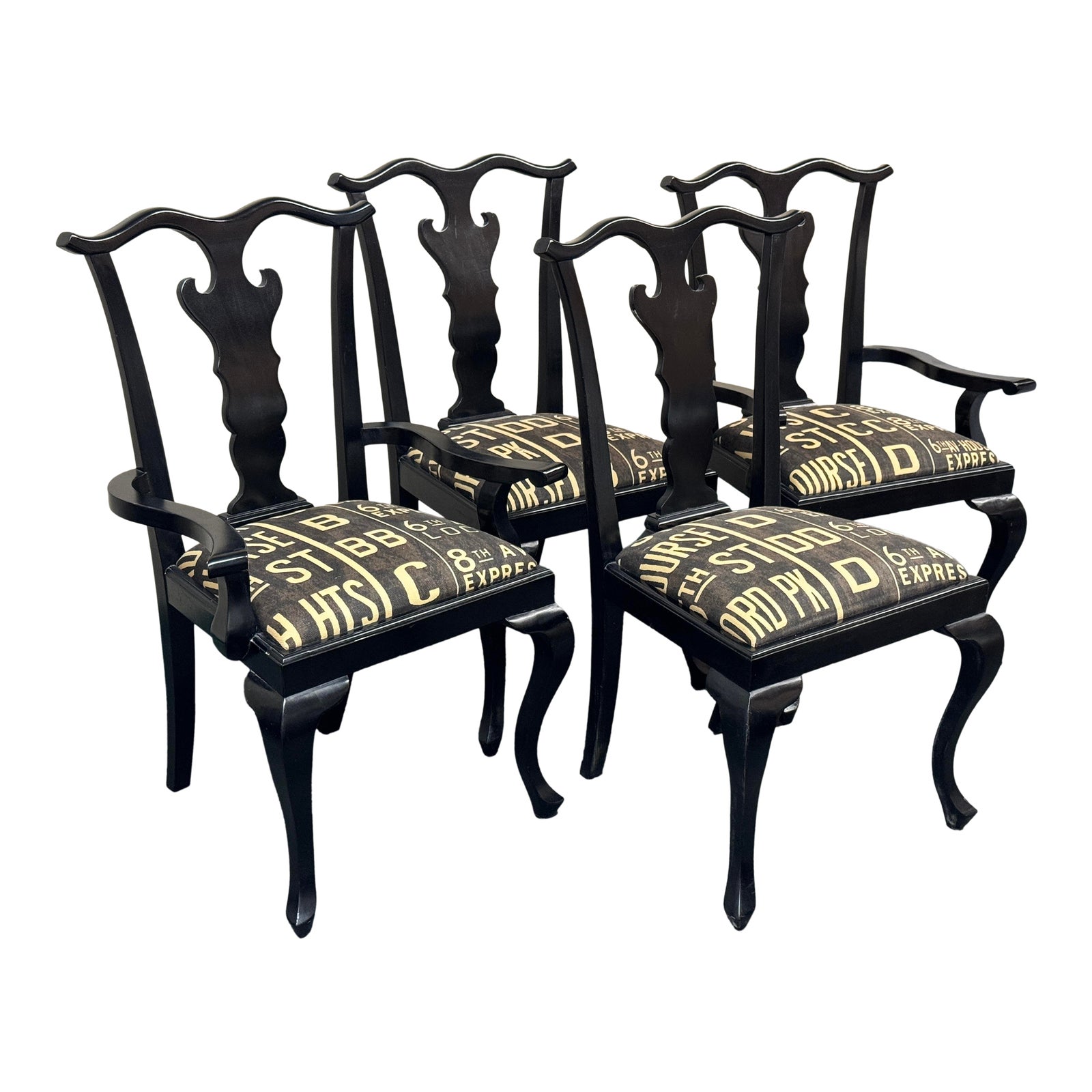 Vintage Style Yoke Back Dining Chairs, Set of Four | Chairish