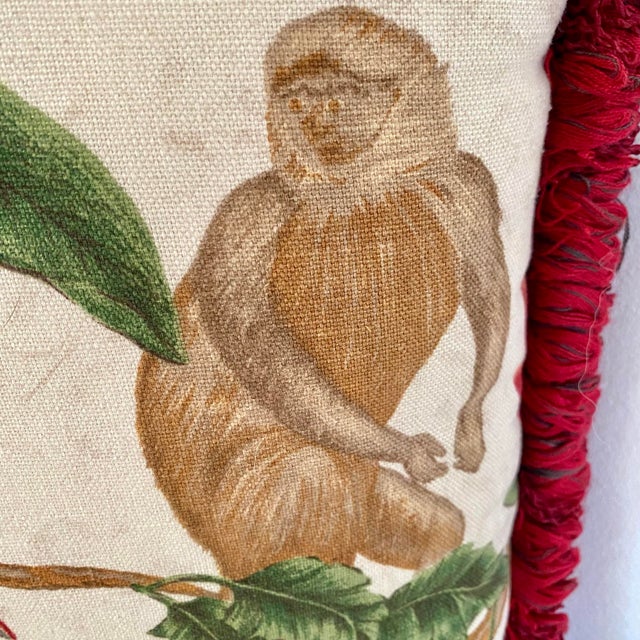 Late 20th Century Lillian August Designed "Jungle Monkey" Fabric Red ...