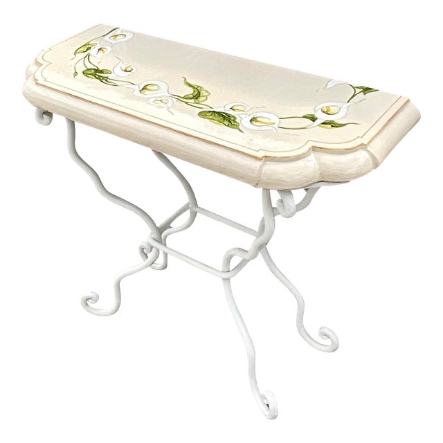 Vintage Coastal Glazed Ceramic Lemon Console Table | Chairish