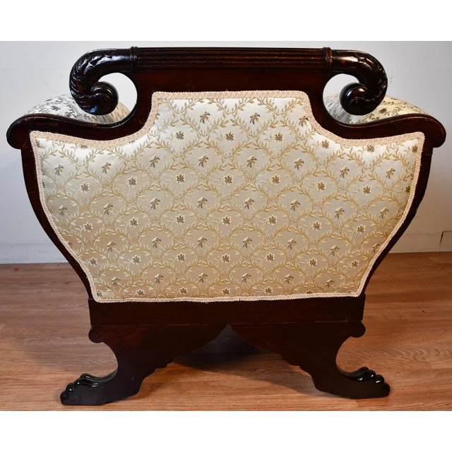 1900 Antique Empire Carved Mahogany Spring-Seat Chair / New Upholstery ...