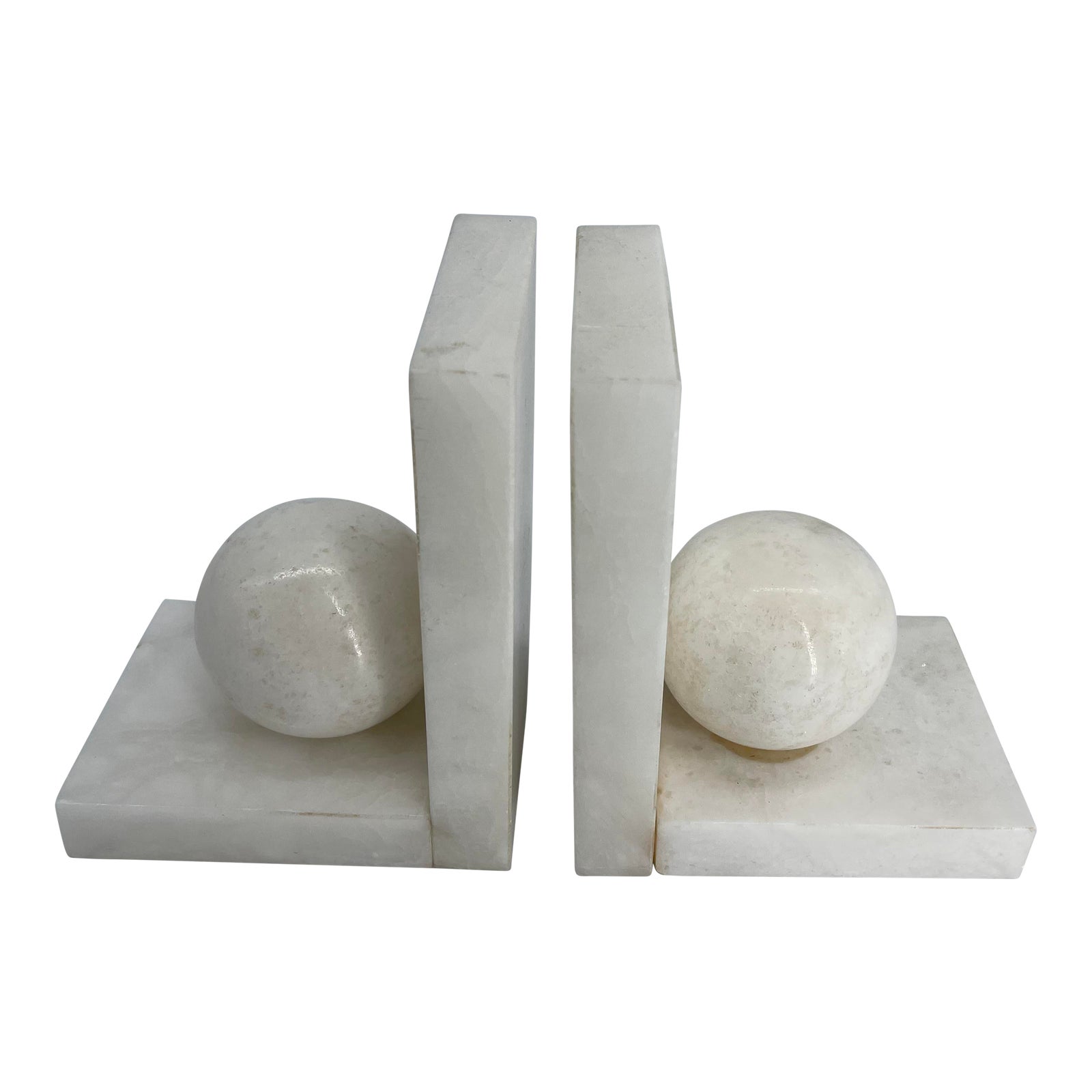 Alabaster Sphere Bookends | Chairish