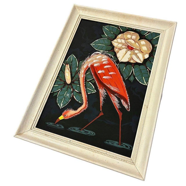 Pair of Mid Century Pink Flamingo Airbrush Prints by Billy Seay in ...