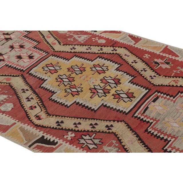 Vintage Mid-Century Kayseri Red and Golden-Yellow Wool Kilim Rug | Chairish