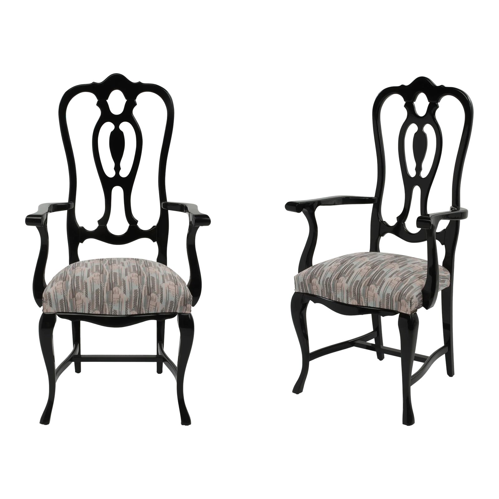 Sillala Black Lacquer Post Modern Chippendale Side Chairs Paco Capdell ...