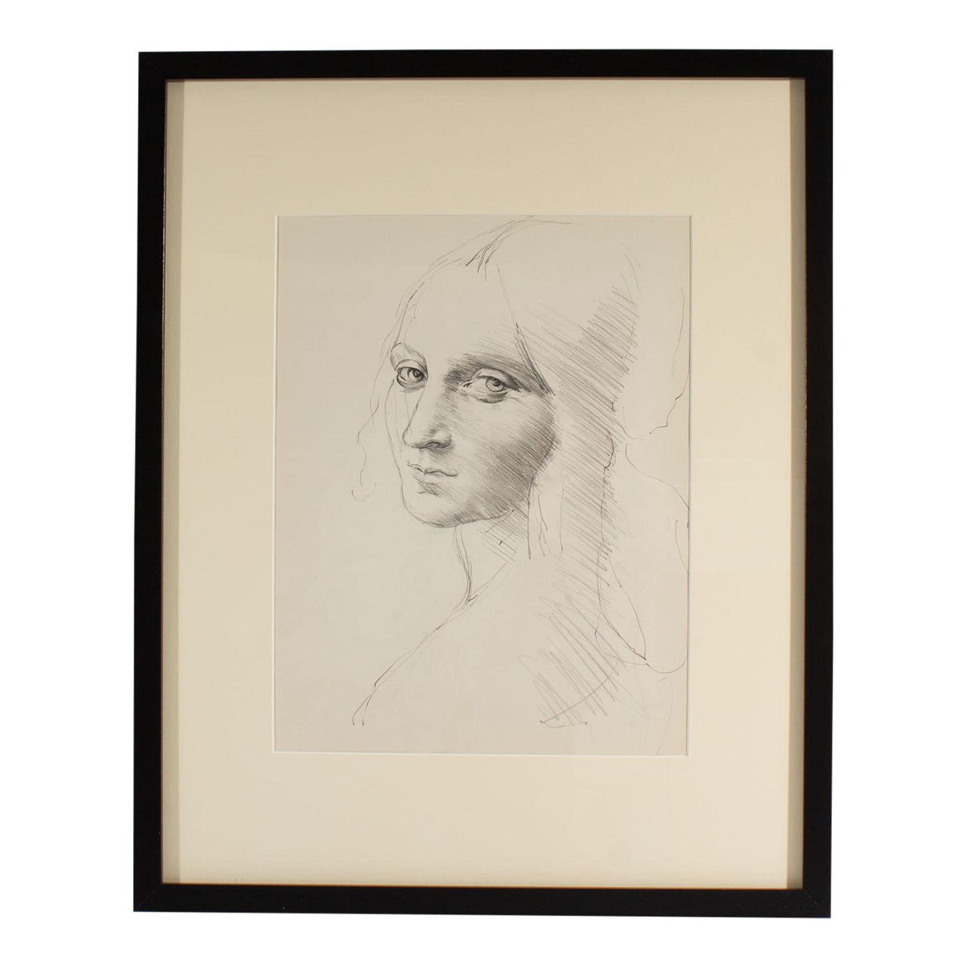 Graphite Portrait Drawing of a Woman by James L. Bruch | Chairish