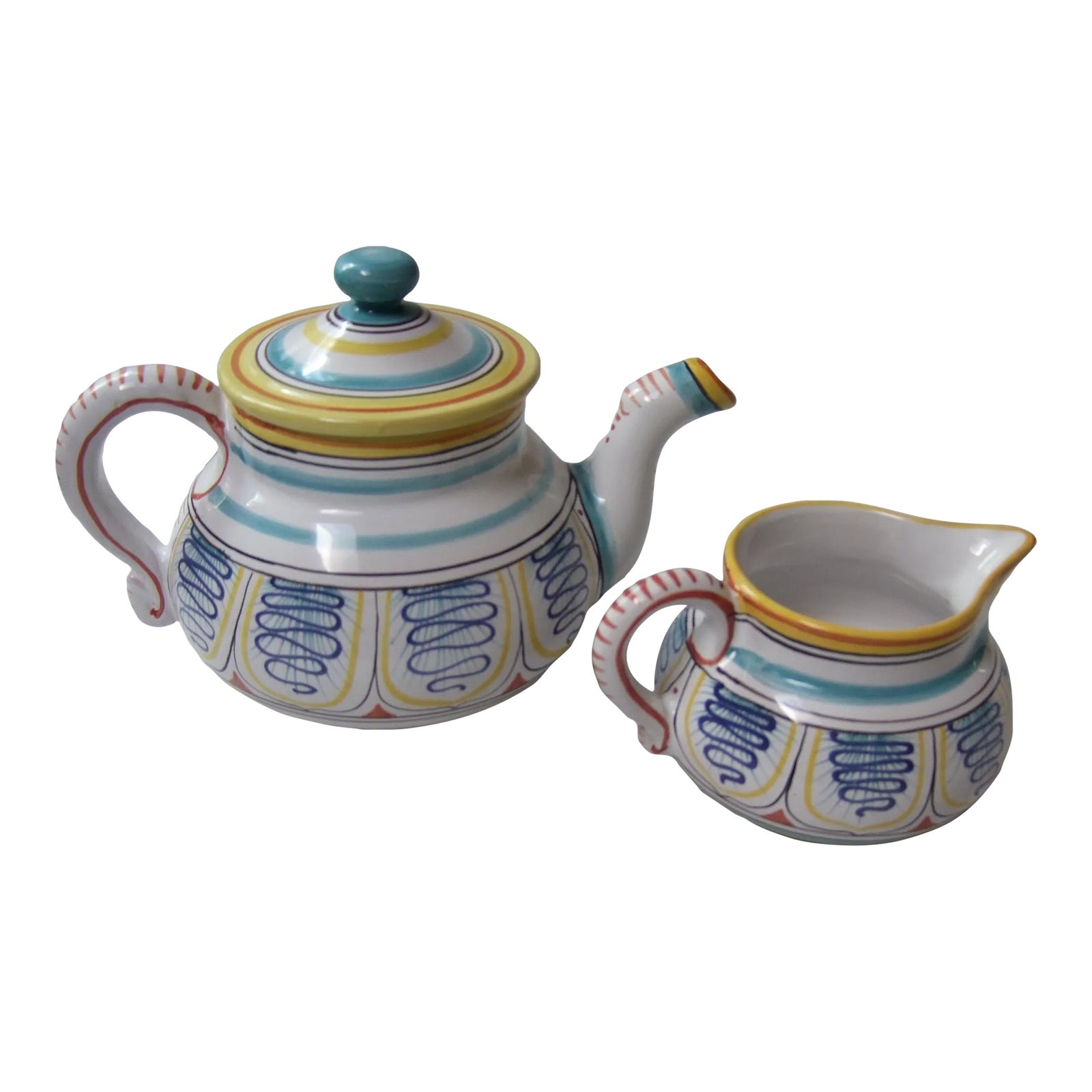 Mid 20th Century Deruta Italy Hand-Painted Teapot With Lid and Matching ...