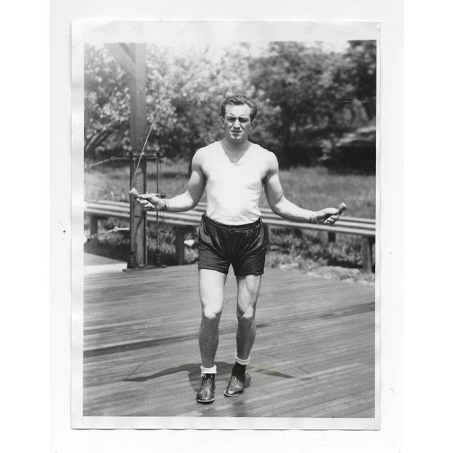 1928 Boxer Jumping Roper Black and White Photograph | Chairish