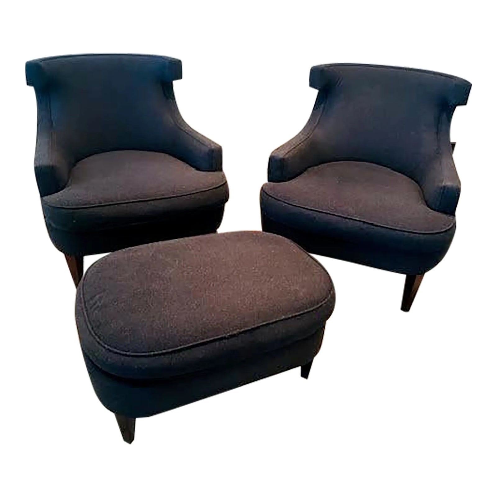 George Smith Natalie 2 Chairs & Ottoman Set | Chairish
