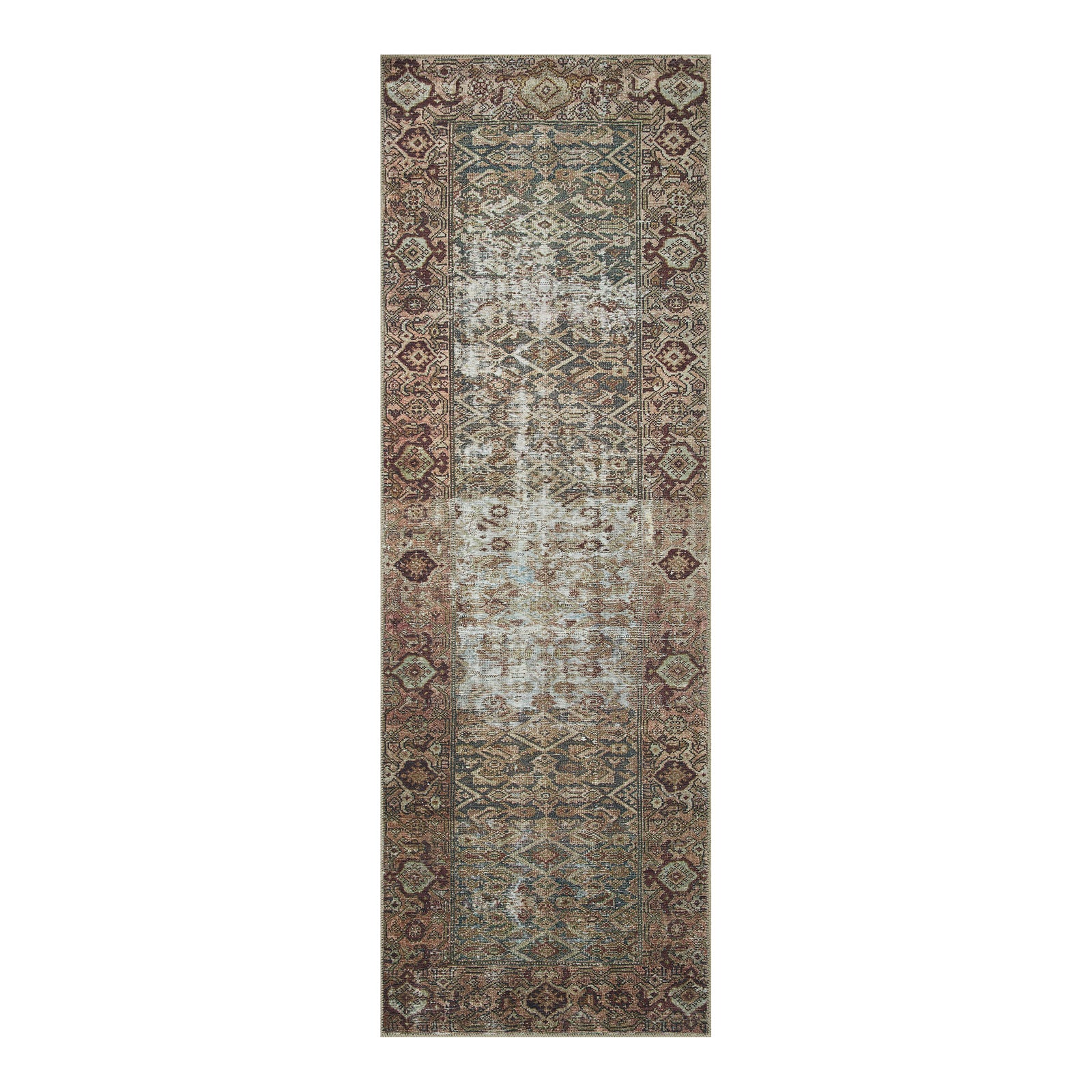 Amber Lewis x Loloi Georgie Moss / Salmon 2'-6" x 7'-6" Runner Rug ...