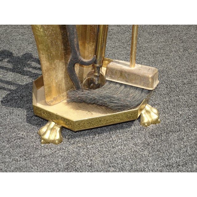 Vintage French Country Gold Fireplace Tools W Four Tools and Base W ...