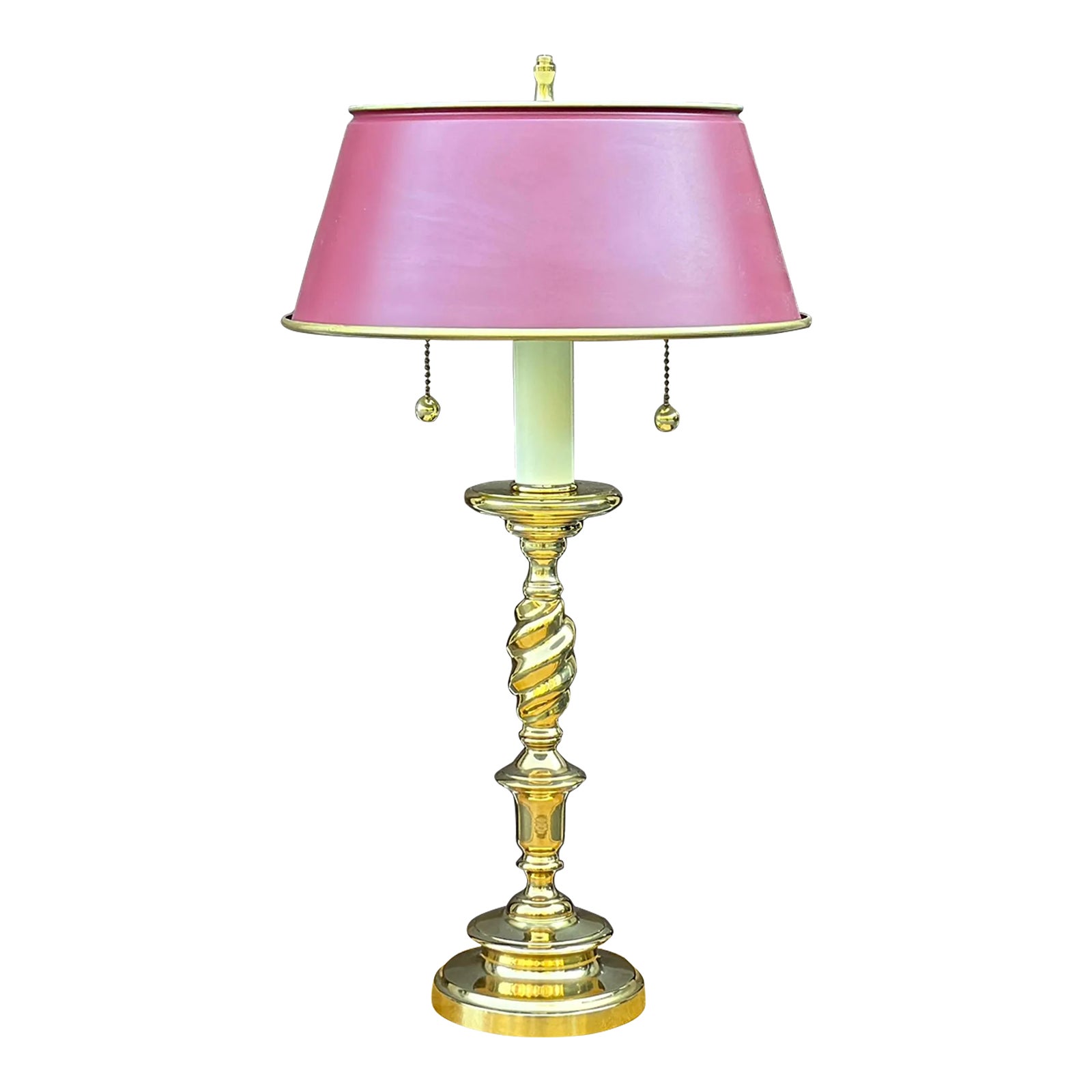 Vintage Bombay Solid Brass Double Socket Table or Desk Lamp With Red ...