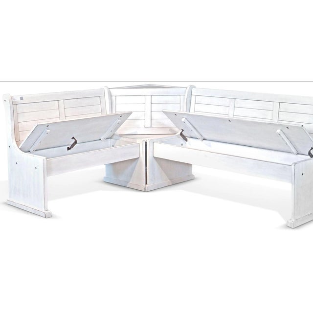 White Breakfast Nook Dining Set With Reversible Bench Storage - Set of ...