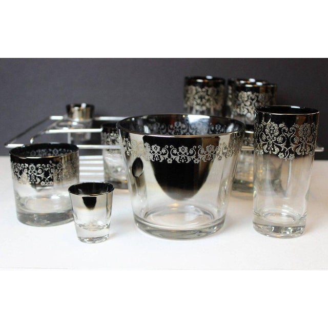 Mid Century Silver Fade Glasses With Silver Metal Filigree Overlay, in ...