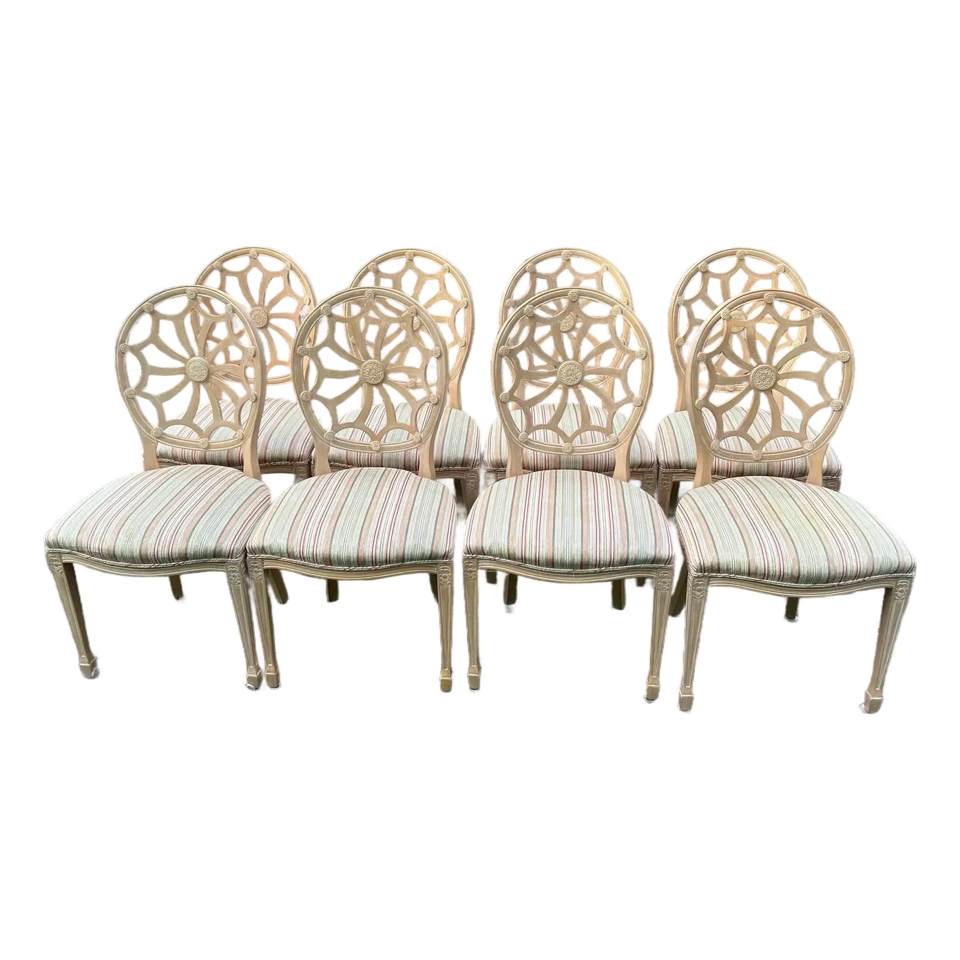 Set of 8 Late 20th Century Light Wood Spider Back Chairs Marked Italy ...