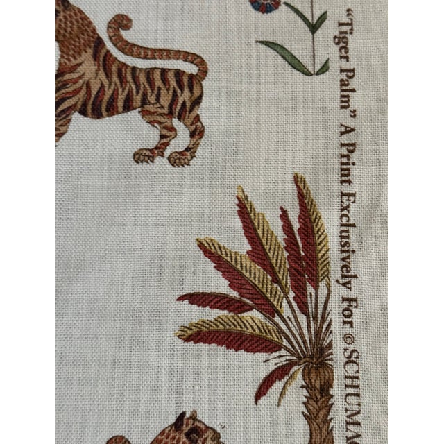 Schumacher Tiger Palm Linen Fabric 2 1/2 Yards Color Cocoa | Chairish