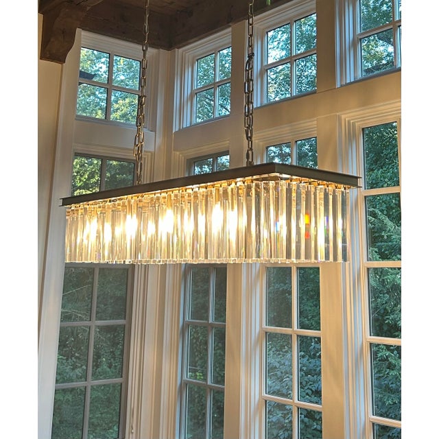 21st Century Rectangular Prismatic Crystal Rod Chandelier | Chairish