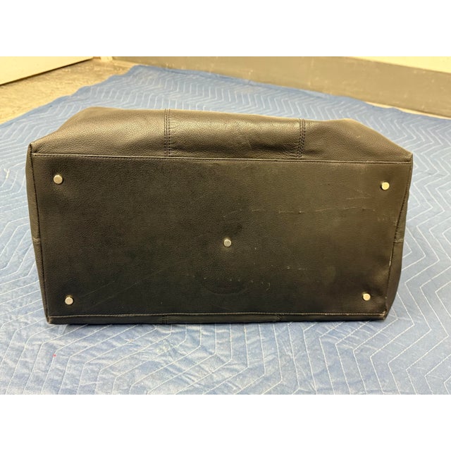 Kenneth Cole Reaction Pebble Black Leather Weekender Duffle Bag | Chairish