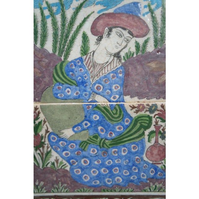 Antique Persian Qajar Dynasty Ceramic Polychrome Framed Mosaic Tile ...