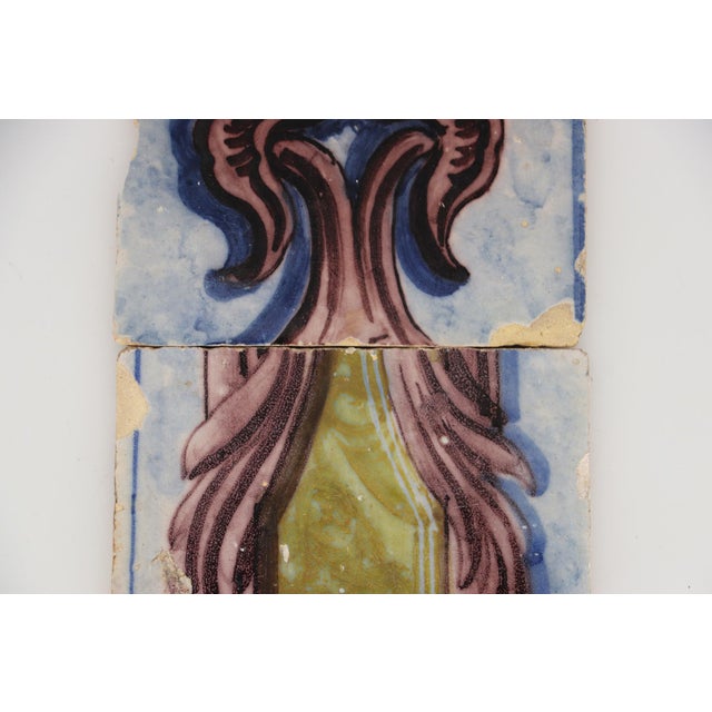 18th Century Antique Portuguese Set of Two Green, Brown and Blue ...