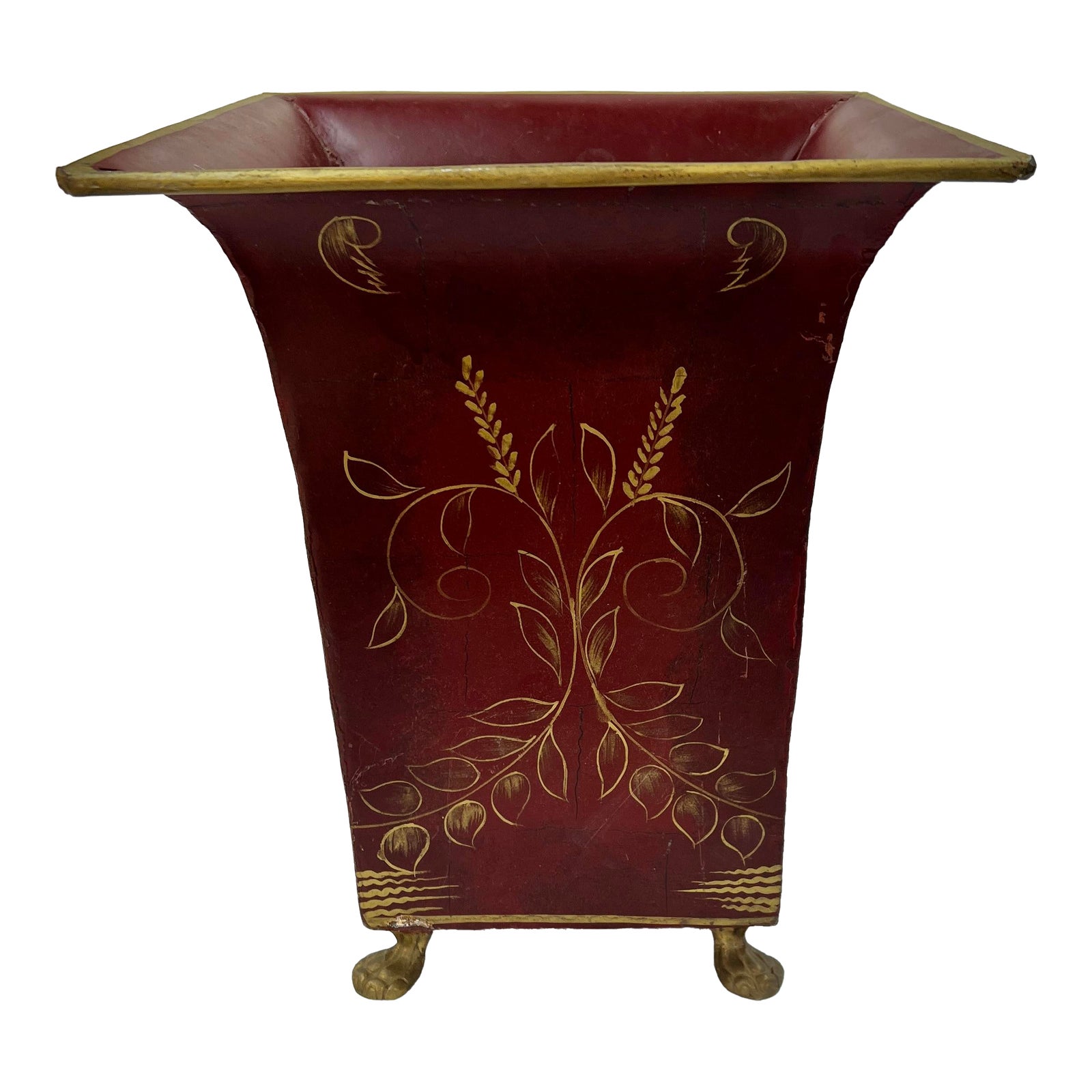 Vintage Italian Tole Style Footed Cachepot | Chairish