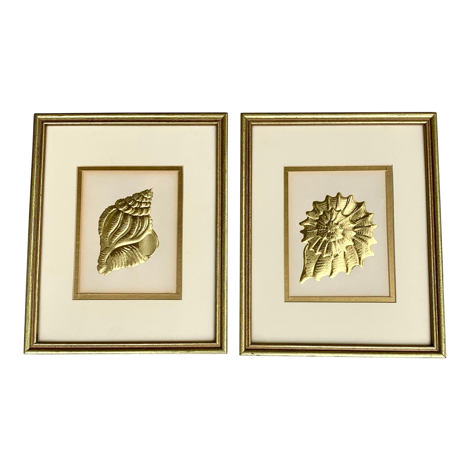Pair of Beach Seashell Artwork Paper Reliefs | Chairish