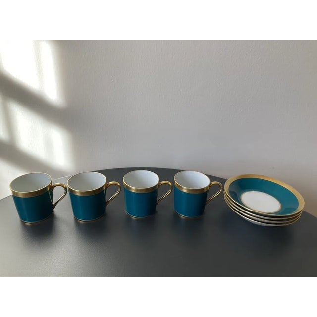 Early 20th Century French Porcelain Limoges Green and Gold Espresso ...