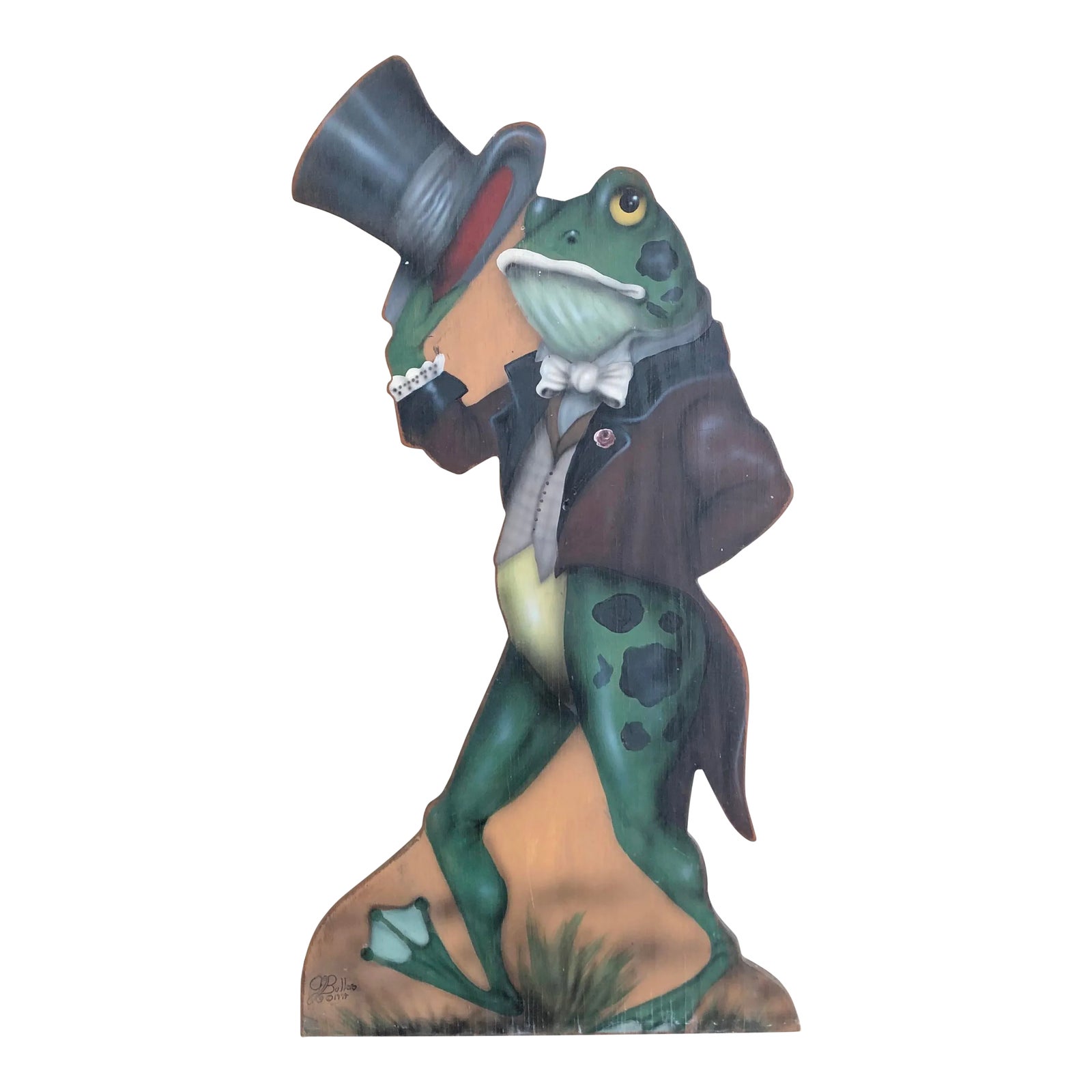 1990s Hand Painted Frog Butler Dummy Board | Chairish