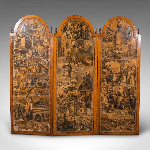 1850's Antique 3 Fold Scrap Screen | Chairish