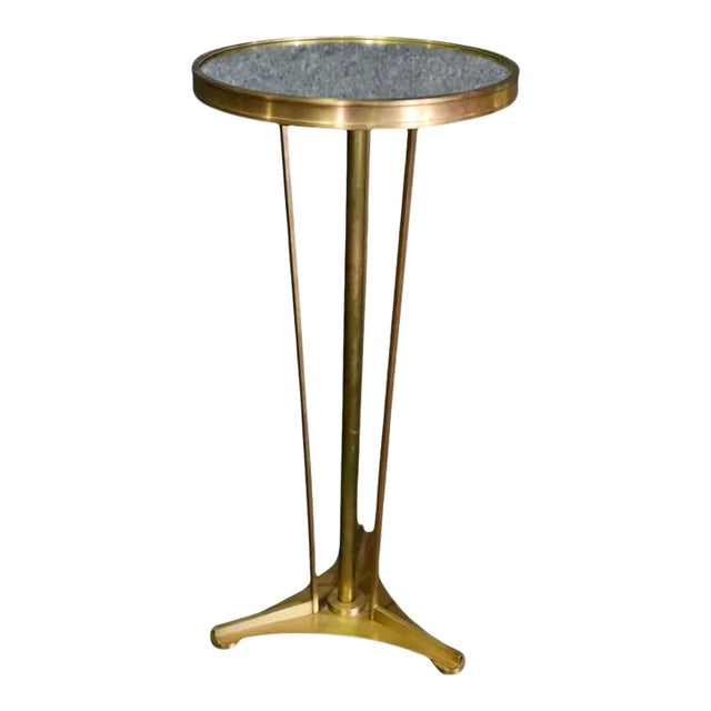 Small Mirror Top Brass Art Deco Style Gueridon End Table | Chairish