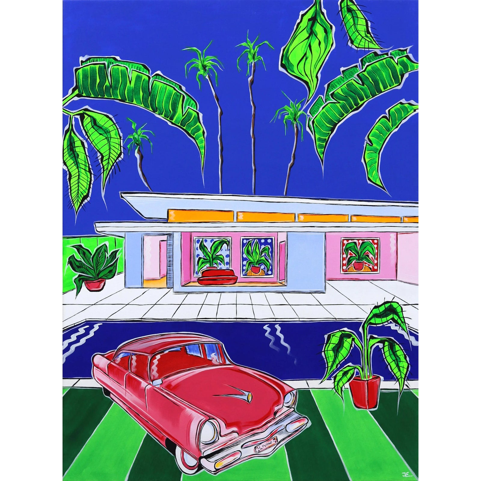 "Endless Summer" Original Fauvist Mid-Century House Portrait Acrylic ...