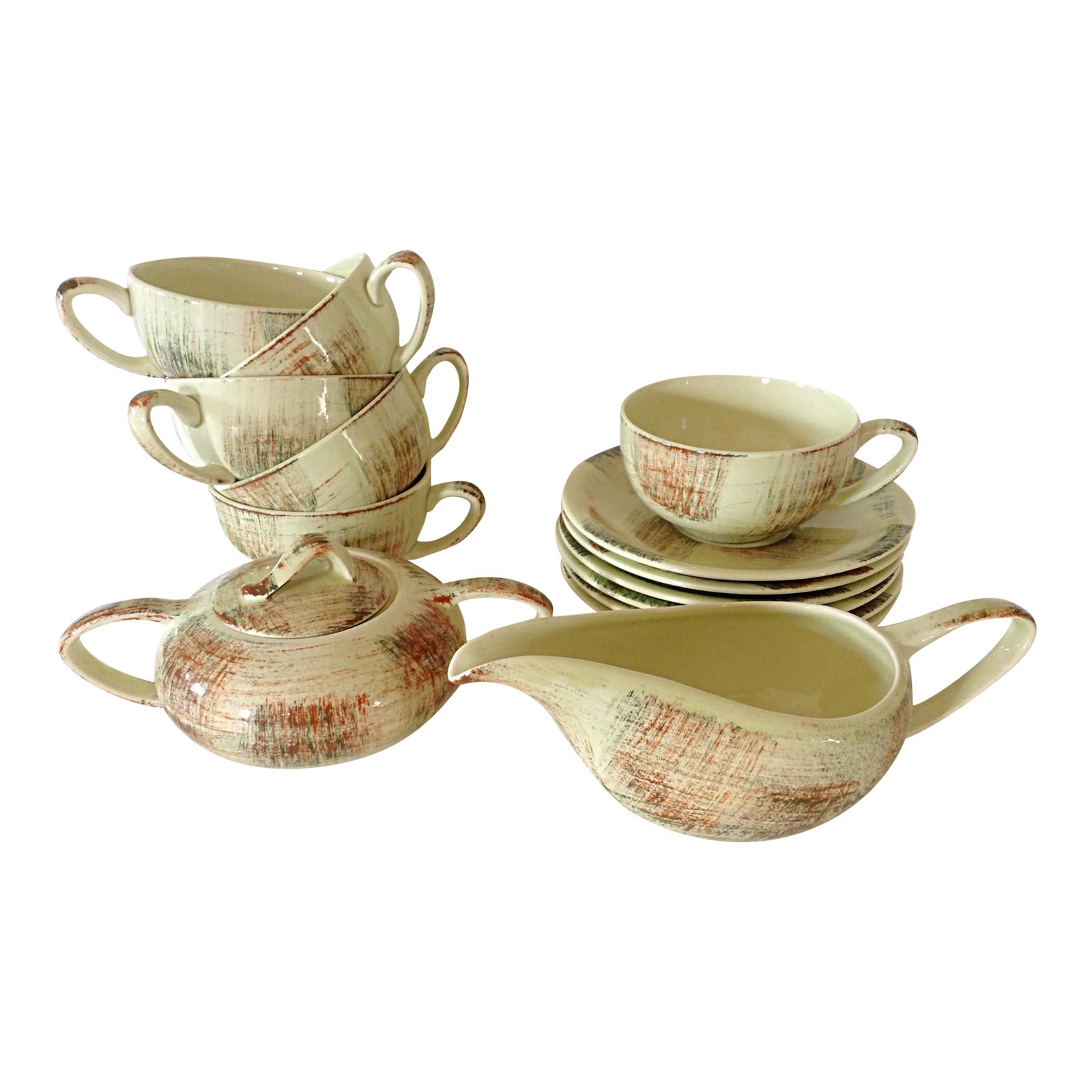 Vernonware 'Raffia' California Mid-Century Coffee or Tea Service- 14 ...