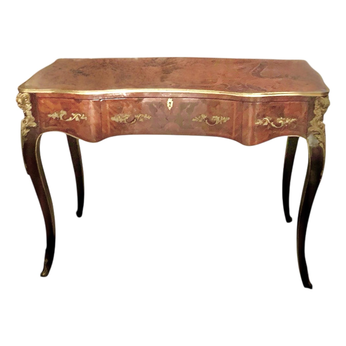 Early 20th Century Desk French Style Floral Design Writing Table Kidney ...