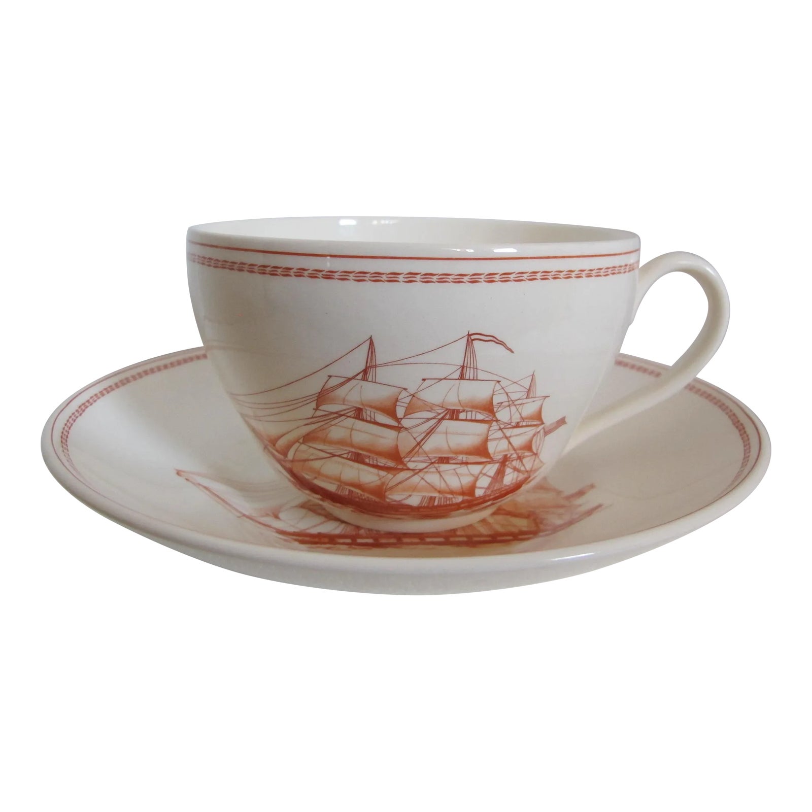 Late 20th Century Jumbo Spode Nautical Red Tradewinds Soup Cup and ...