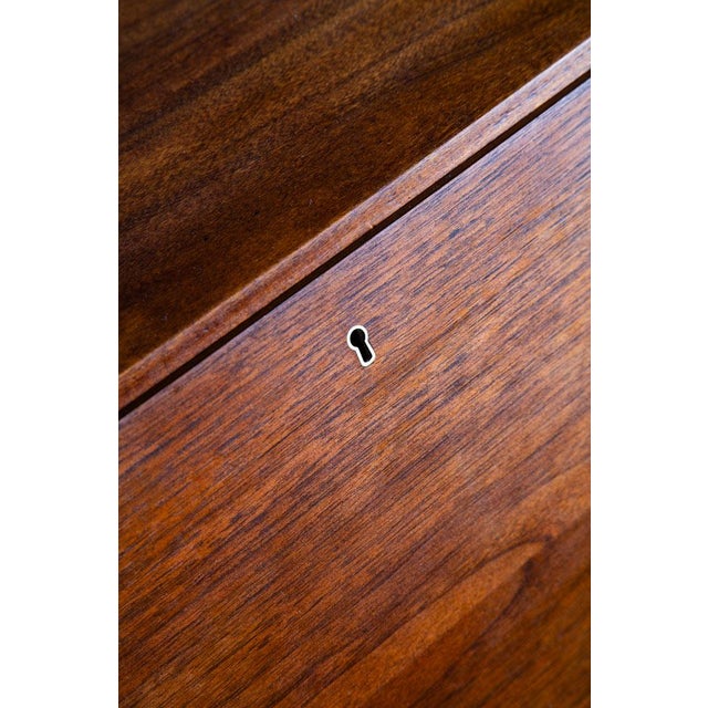 1960s Mid Century Danish Modern Walnut Drop Surface Office 3 Drawer ...