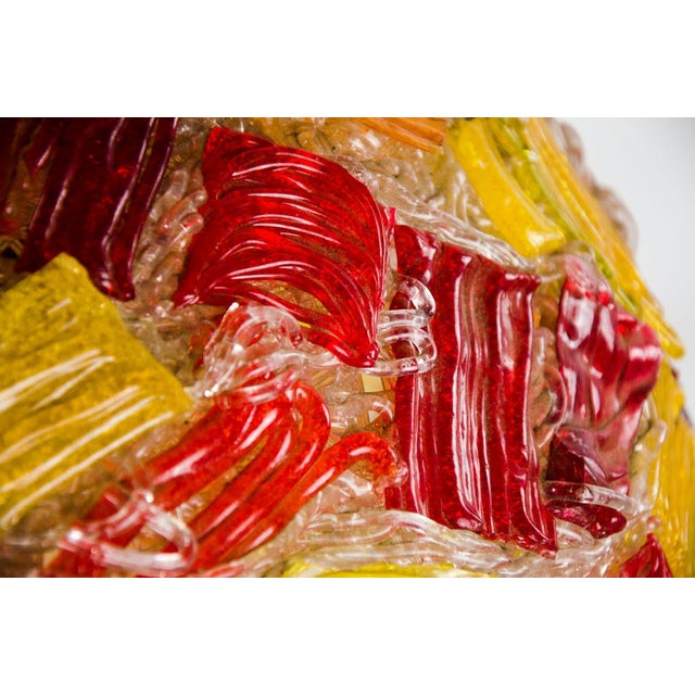 Mid-Century Modern Red Orange and Yellow Swag Pendant Light | Chairish