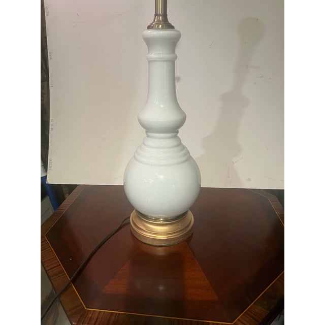 Vintage Gloss White Ceramic Vessel Lamp | Chairish