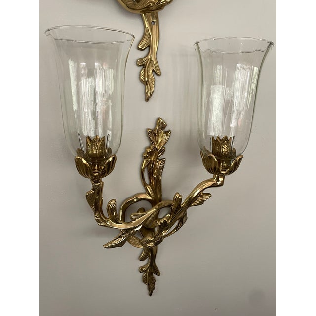Mid 20th Century French Style Rococo Brass Candles Wall Sconces With ...