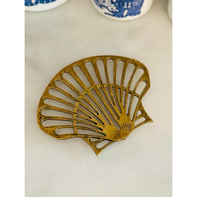 Vintage Brass Shell Trivet | Chairish