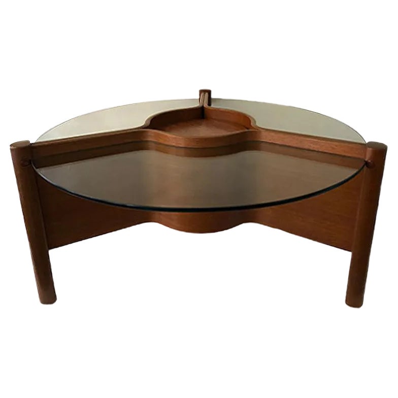Vintage British Coffee Table with Bar | Chairish