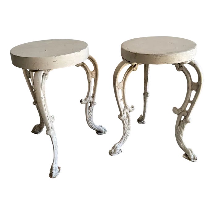 Set of Antique Cast Iron Side Tables, Set of 2 | Chairish