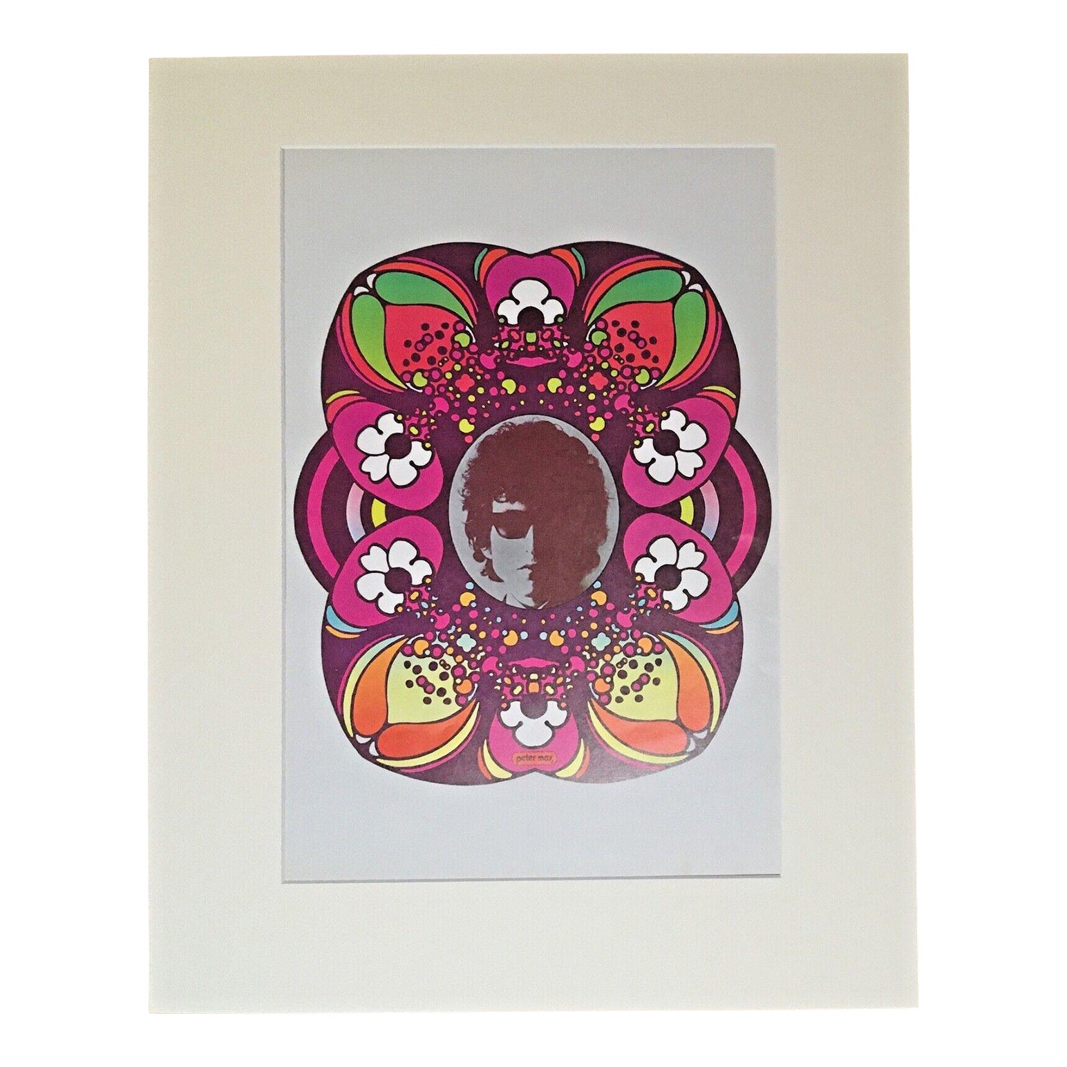 Vintage Peter Max Psychedelic Pop Art Poster Print in 16x20 Mat: "Bob ...