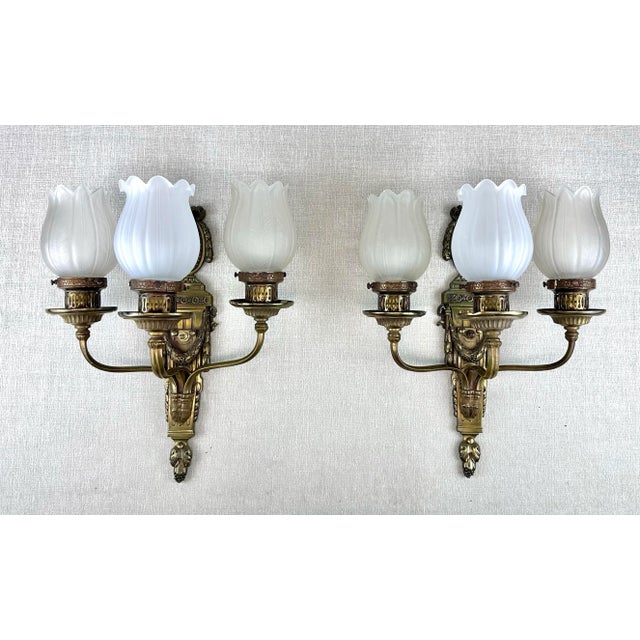 Antique French Victorian Style Bronze Wall Sconces | Chairish